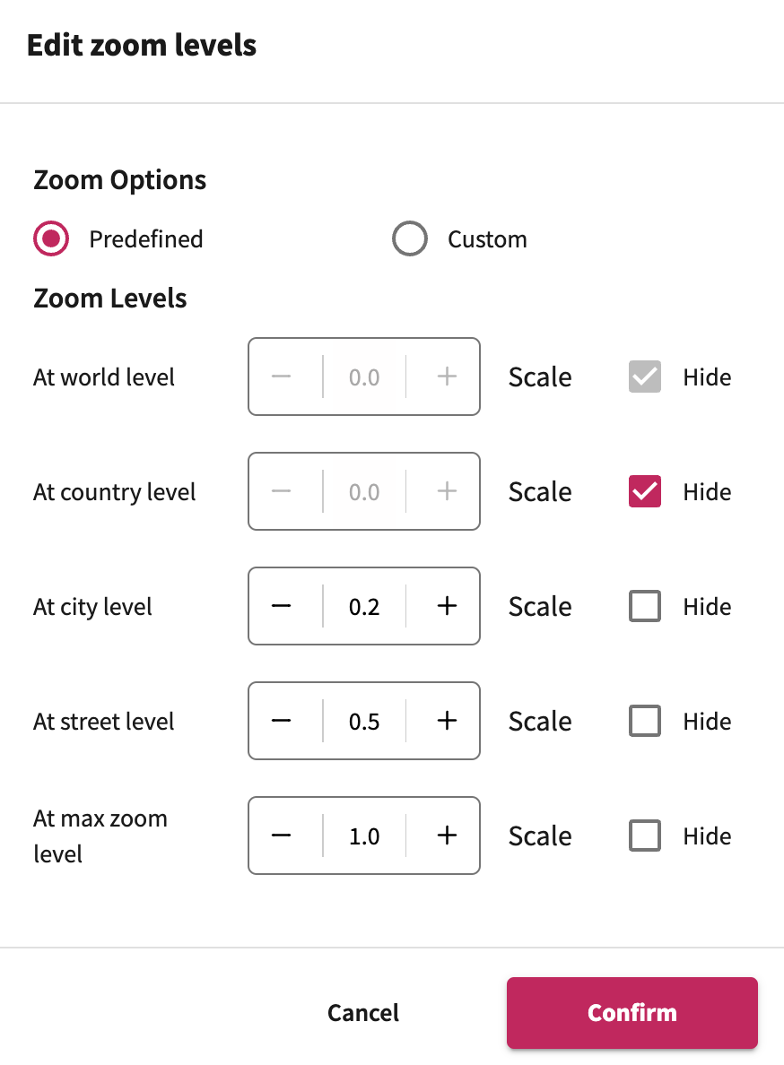 Scaling icons or lines by zoom level